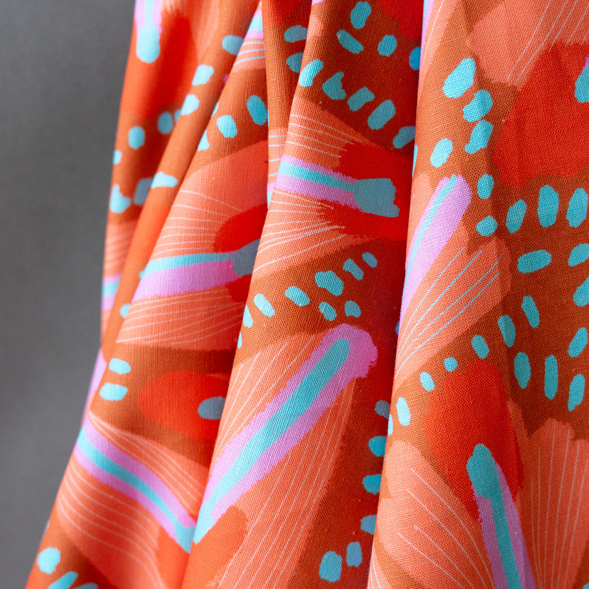 Seashell Fan Cotton Linen in Orange | Katie Kortman – Fringe Fabrics